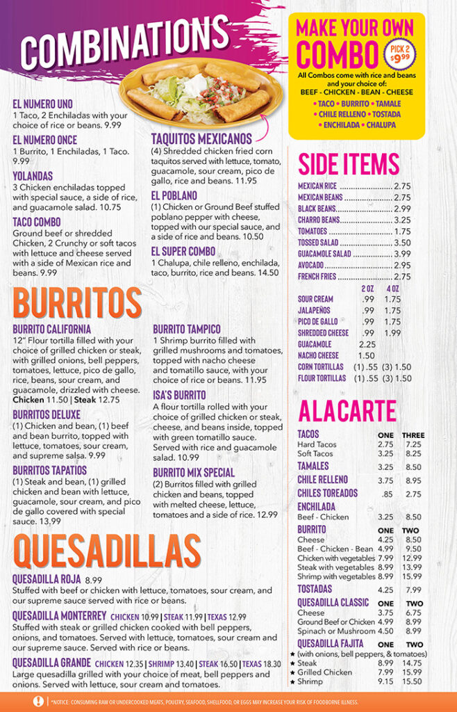 Menu – Monterrey Mexican Restaurant